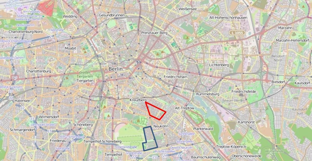 Friedrichshain carte - Friedrichshain de berlin map (Allemagne)